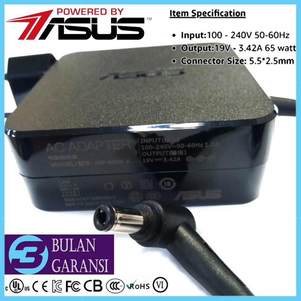 Jual Adaptor Charger Casan Laptop Asus 19V 3.42A 65W Original 5.5*2.5mm A455 A455L A455LA A455LB ...