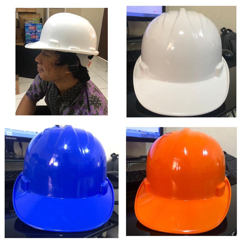Jual Helm Proyek SPR Safety Helm Orange Biru Putih | Shopee Indonesia