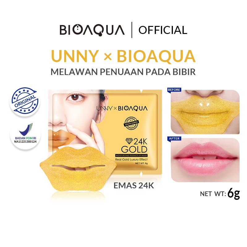 Jual BIOAQUA 24K Gold Moisturizing Essence Lip Mask 6g Perawatan Bibir ...