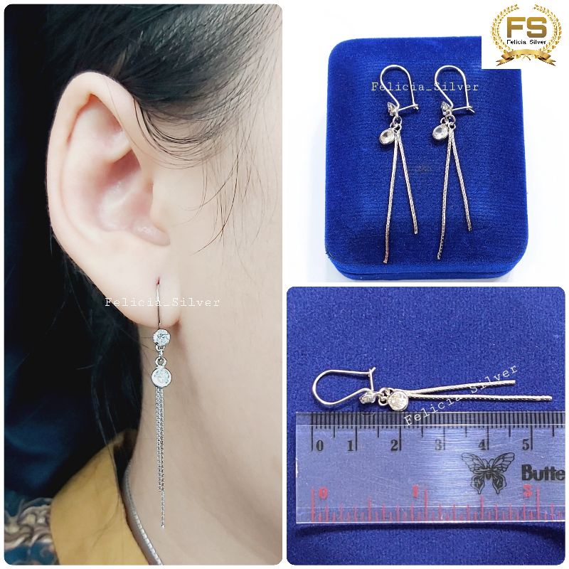 Jual ANTING PERAK ASLI SILVER WANITA 925 LAPIS EMAS MODEL KAIT AGOGO PERMATA 1 + ITALY DOUBLE ...