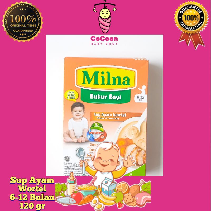 Jual Bubur Bayi Milna Sup Ayam Wortel 6-12 Bulan 120 g 120gr | Shopee ...