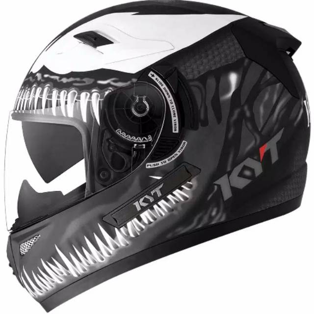 Jual KYT Helm K2 Riser Venom Black Doff White Full Face | Shopee Indonesia