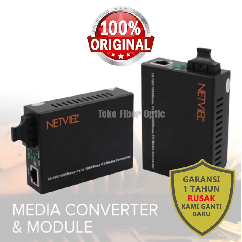 Jual NETVIEL MEDIA CONVERTER 10/100/1000Tx to 1000Lx Singlemode 20km ...