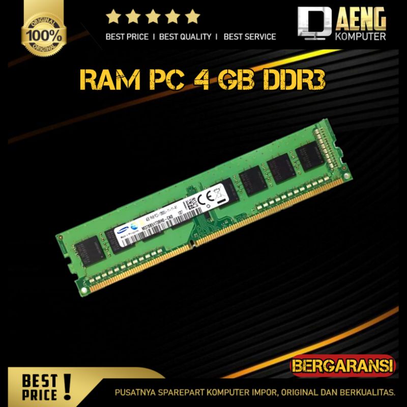 Jual RAM DDR3 4GB I RAM 4GB DDR3 I RAM PC DDR3 4GB DOUBLE IC 10600 DAN ...