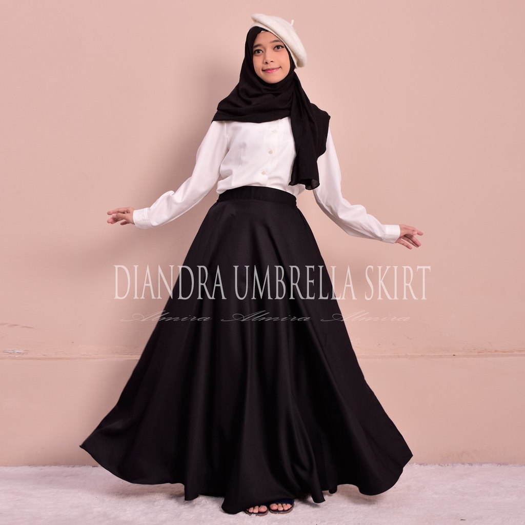Jual Rok Hitam Panjang Mayung Kerja Ngantor Muslimah Diandra Umbrella ...