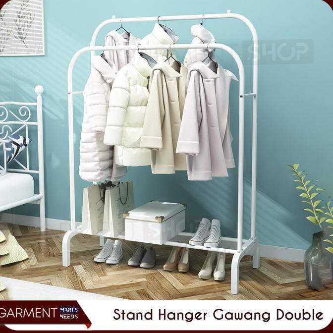 Jual Stand Hanger Besi Double Butik Rak Gantungan Baju Besi Pakaian 2 ...