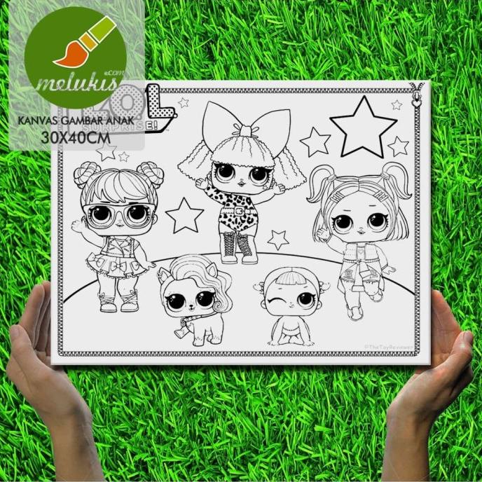 Jual Kanvas Lukis Anak LOL SURPRISE five little stars Mewarnai 30x40 cm ...