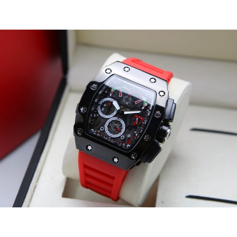 Jual jam pria RM chrono aktif tgl fungsi bahan rubber diamater 4,3 cm ...