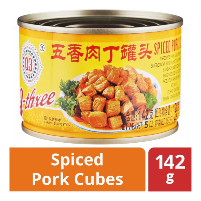 Jual Q3 Spiced Pork Cubes Daging Babi Bumbu Ngohiong Kalengan | Shopee ...