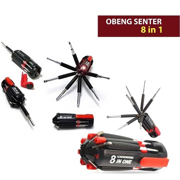 Jual Obeng Multi 8 in One + LED / Obeng set 8 in 1 | Shopee Indonesia