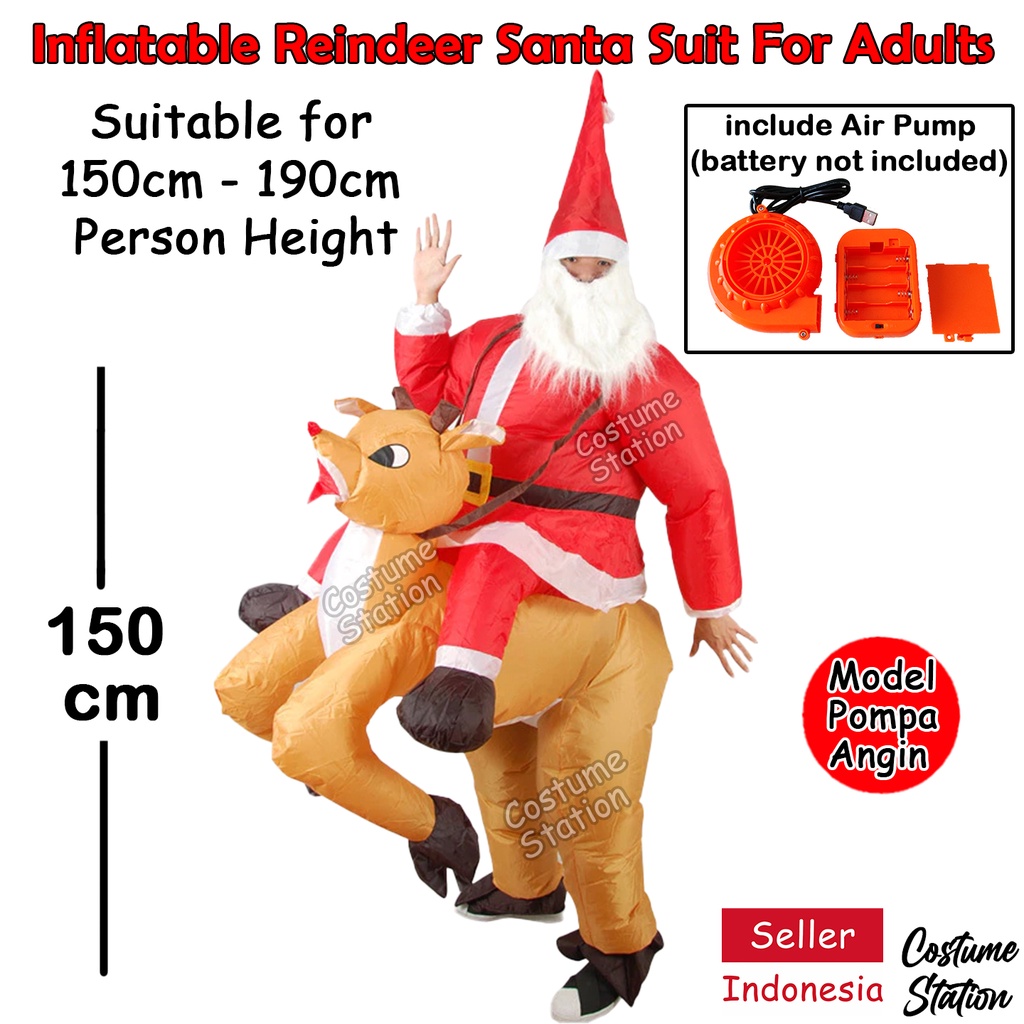 Jual Kostum Reindeer Santa Back Ride / Costume Rusa Christmas Natal ...