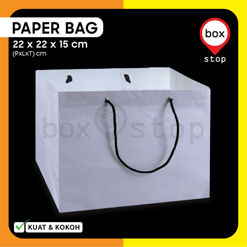 Jual Paper Bag Polos - Paper Bag 22x22x15cm - PUTIH (10 PCS) | Shopee ...