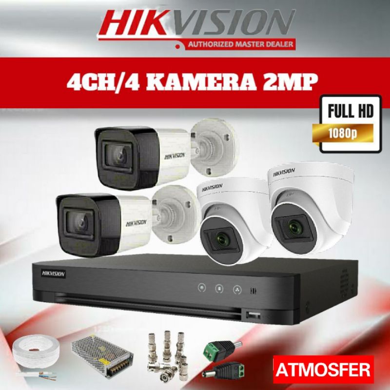 Jual PAKET CCTV HIKVISION 4CH 4 CAMERA 2MP FULL HD 1080P LENGKAP ...