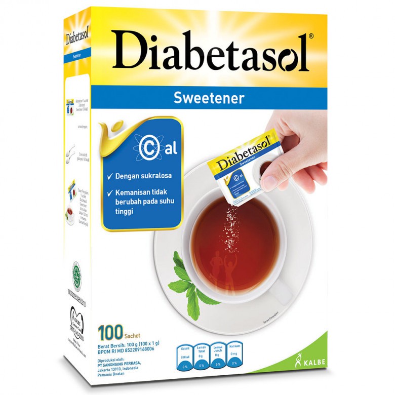 Jual Diabetasol Zero Calorie Sweetener 100 sachet gula diabetes ...