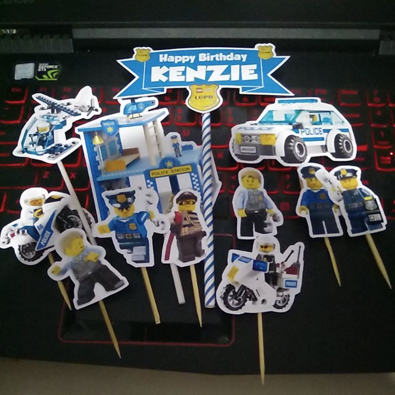 Jual cake topper hiasan kue Lego police polisi 010722 | Shopee Indonesia