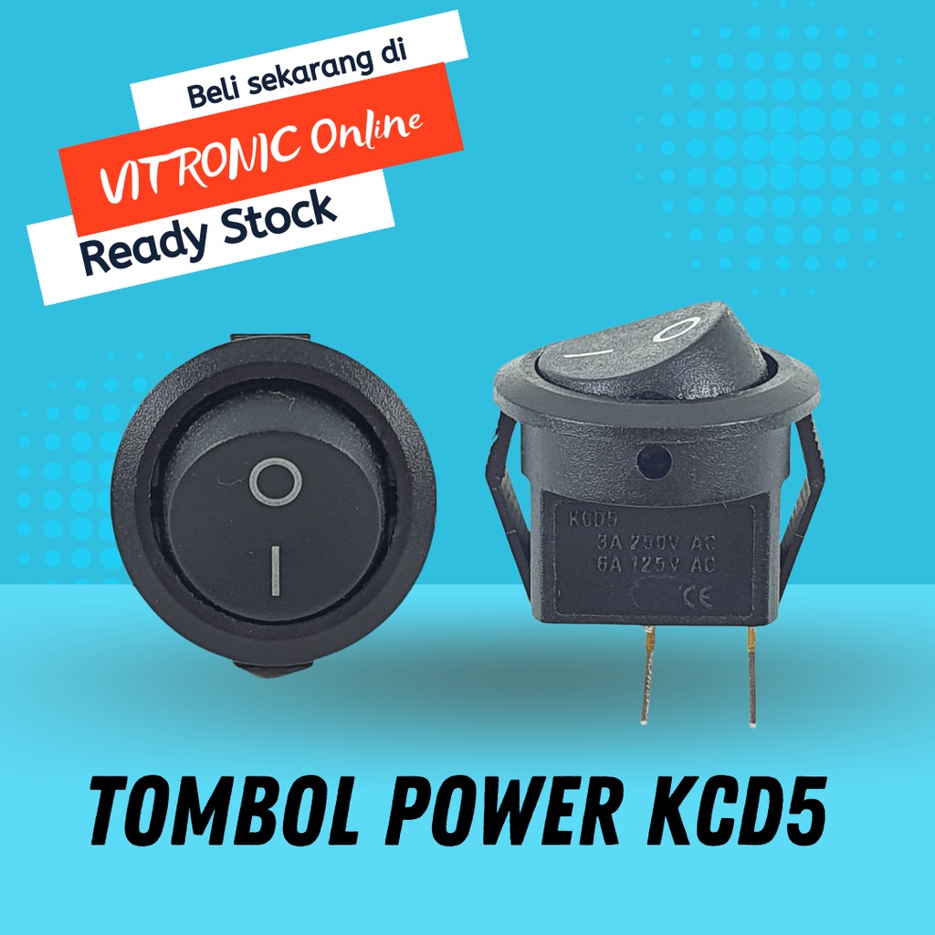 Jual Saklar 2 pin On Off Bulat Tombol Rocker 2 Posisi KCD5 Power Switch ...