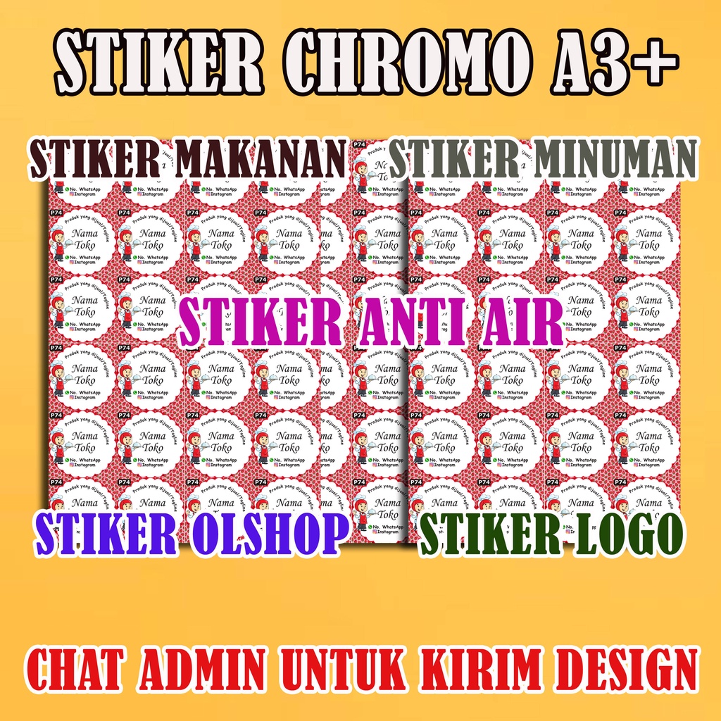 Jual STIKER LABEL MAKANAN BAHAN CROMO GLOSSY LOGO OLSHOP MAKANAN MURAH ...
