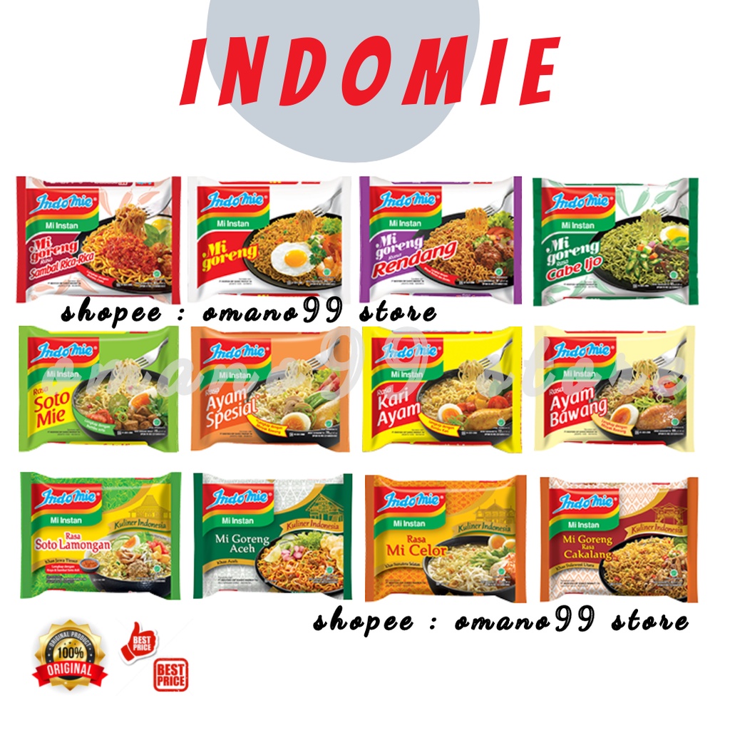 Jual Indomie Mie Instant Satuan All Varian Goreng dan Kuah | Shopee ...