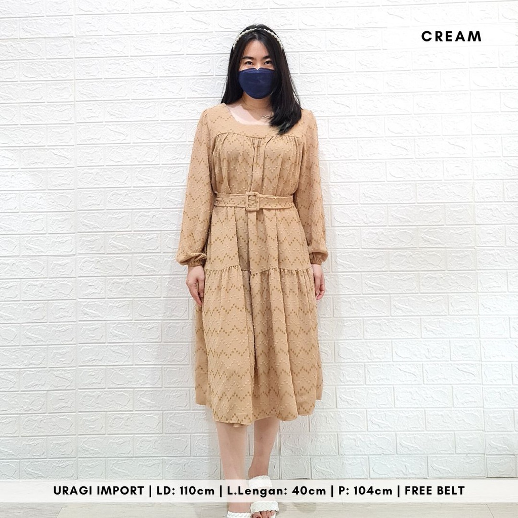 Jual 4550 charice belt long sleeves dress uragi import | Shopee Indonesia