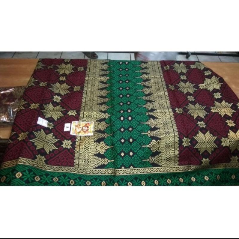 Jual BAHAN KAIN SONGKET PRADA PALEMBANG MOTIF NAMPAN PERAK HIJAU, BIRU ...