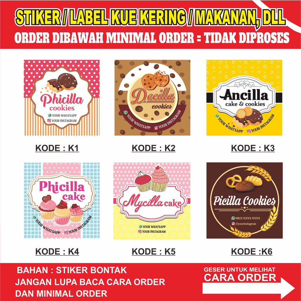 Jual STIKER KUE / STIKER BAKERY / STIKER MAKANAN / LABEL KUE KERING ...