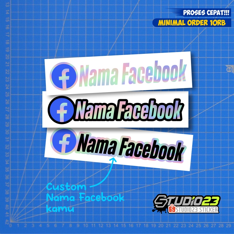 Jual Stiker Nama Facebook Custom Hologram, Cutting sticker nama FB ...