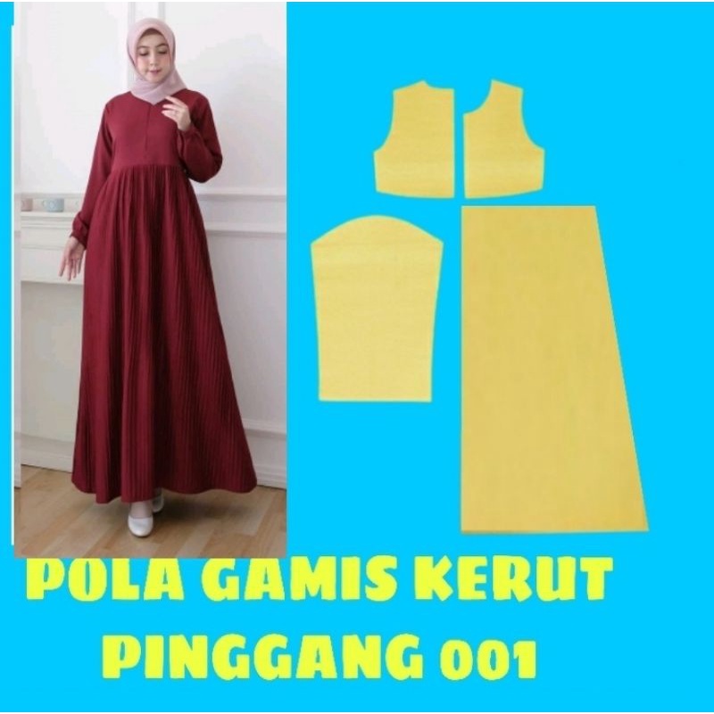 Jual pola gamis kerut pinggang 001 | Shopee Indonesia