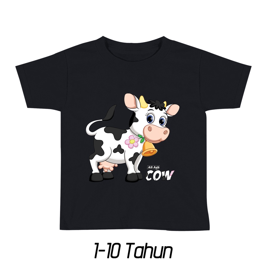 Jual Ali Ash Kaos Anak Baju Anak COW Sapi Hewan lucu Katun Combed 30s 1 ...