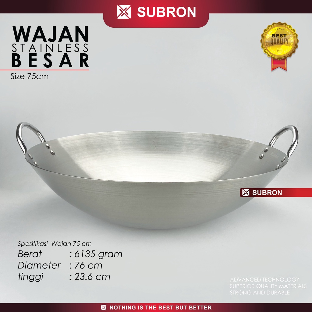 Jual SUBRON Wajan Besar Stainless 70cm 75cm 80cm Kuali Wok Tebal ...