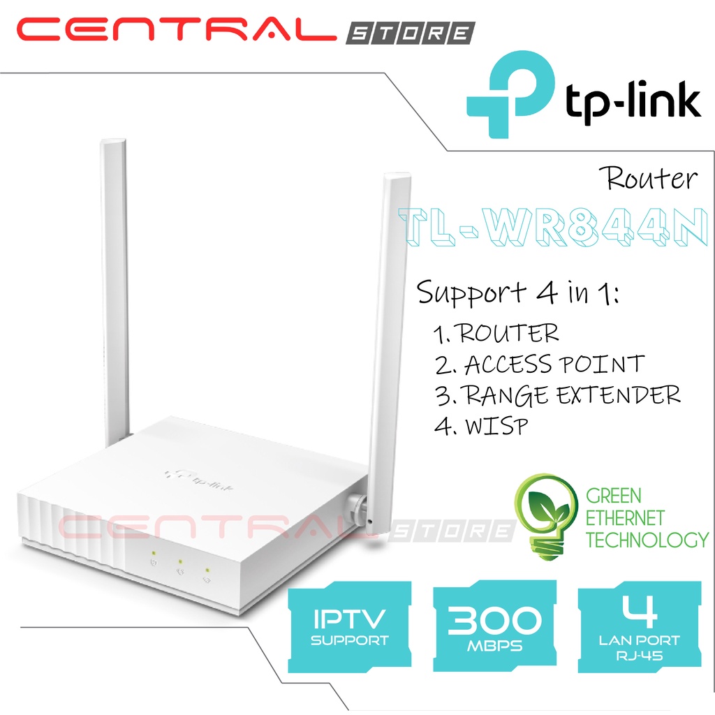 Jual Router TP-LINK TL-WR844N 300mbps 4-in-1 Akses Point WIFI 2 Antena ...