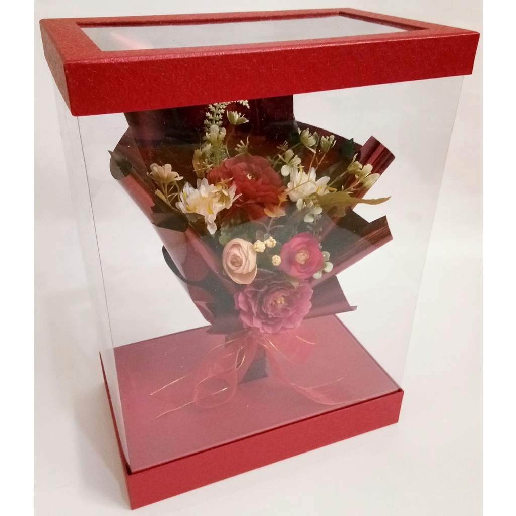 Jual Buket Bunga Dalam Box Mika Transparan 25x15 Tinggi 35 /Buket Bunga ...