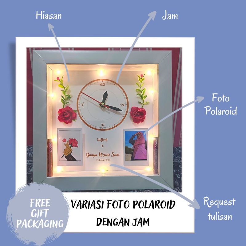 Jual CUSTOM BINGKAI 3D DENGAN JAM. FREE PACKING GIFT. COCOK UNTUK ...