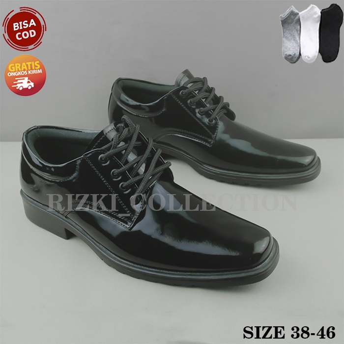 Jual Sepatu Kilap Formal Pantofel Resmi Hitam Pria Tali Kerja Kantor ...
