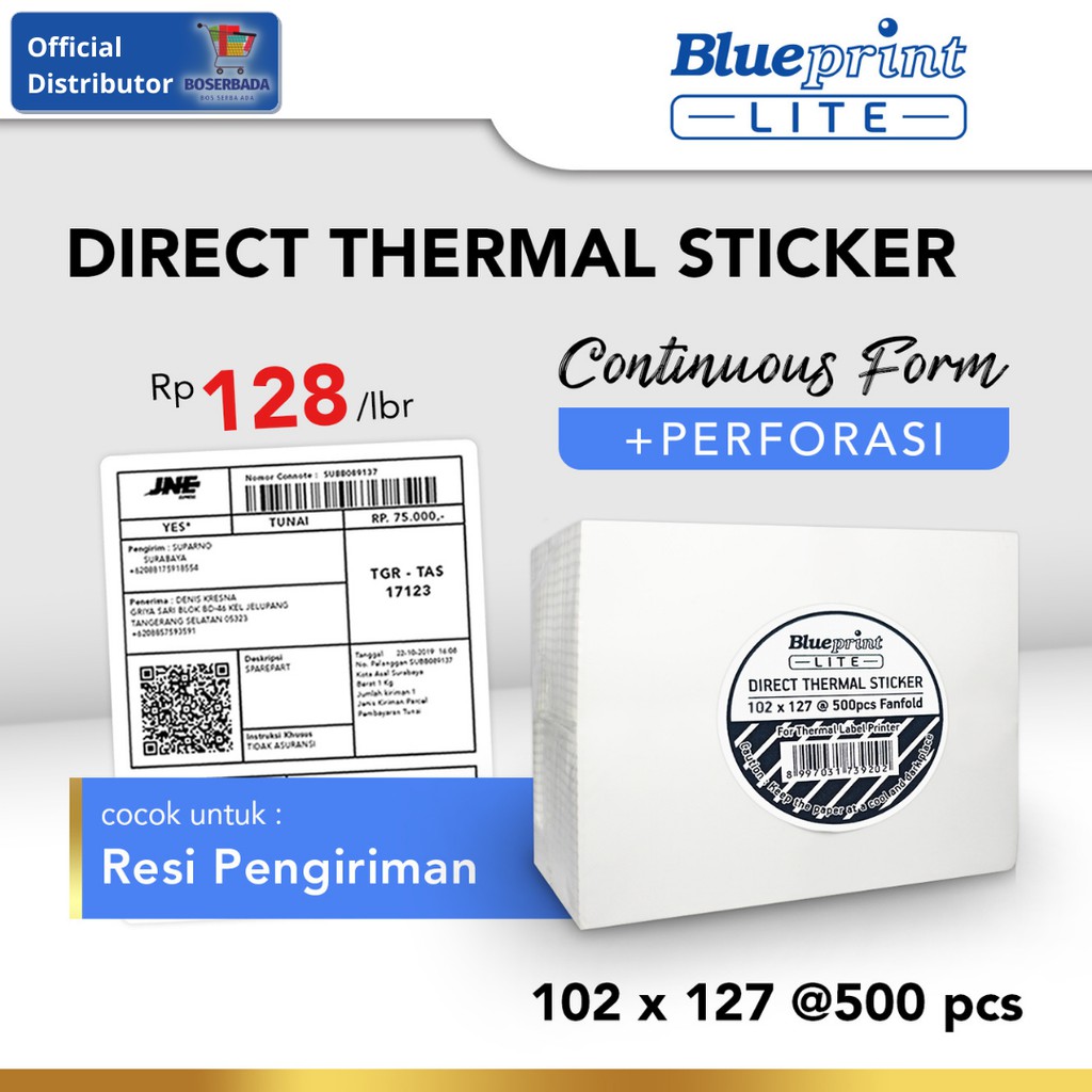 Jual BLUEPRINT LITE - Thermal Sticker / Label Resi 102x127 mm Lipat ...