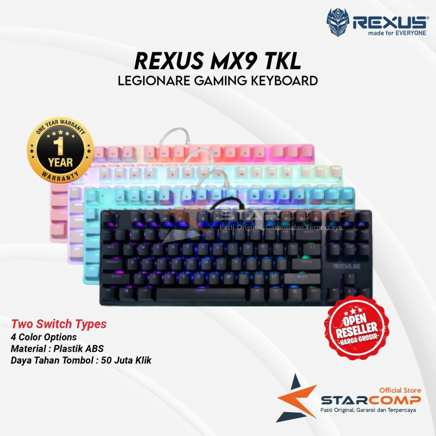 Jual Rexus MX9 TKL Keyboard Gaming Mechanical Legionare MX9 TKL RGB ...