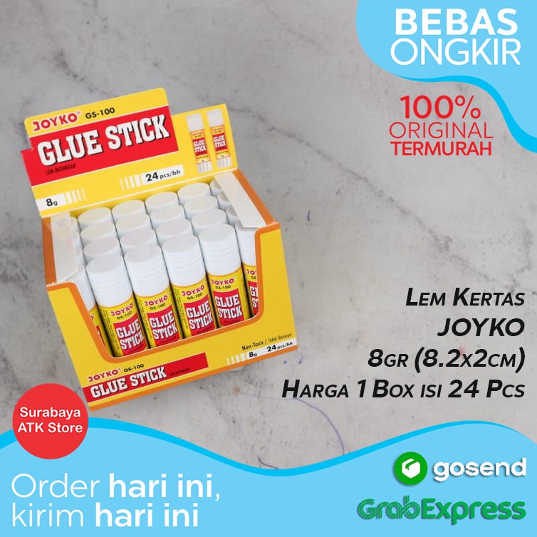 Jual Lem Batang Joyko GS-100 8gr 24pcs Glue Stick Lem Kertas | Shopee Indonesia