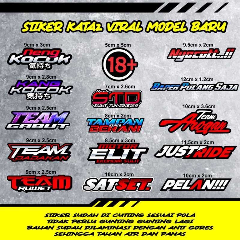 Jual STIKER KATA" KEKINIAN / STIKER LUCU / STIKER CUTTING / STIKER ...