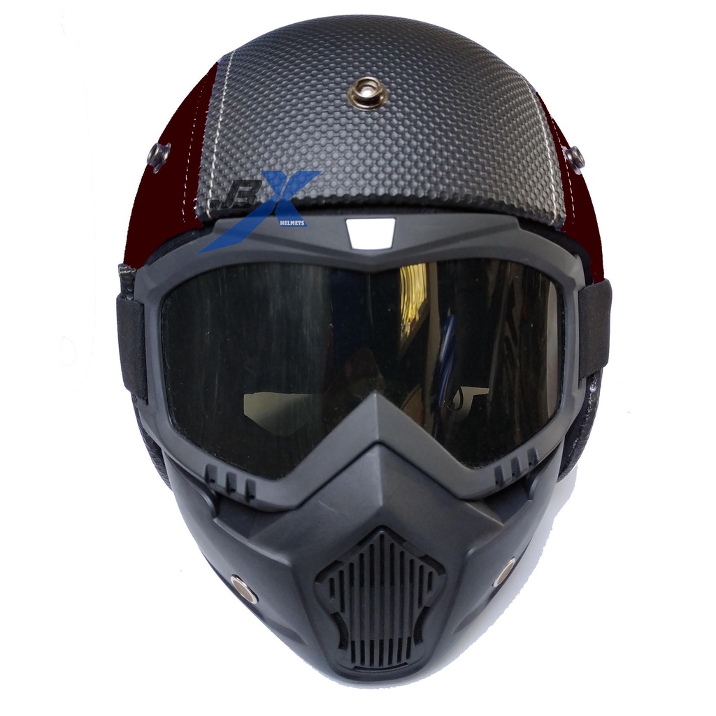 Jual Helm Retro Coklat Hitam Google Mask Keren Model Mods and rockers ...