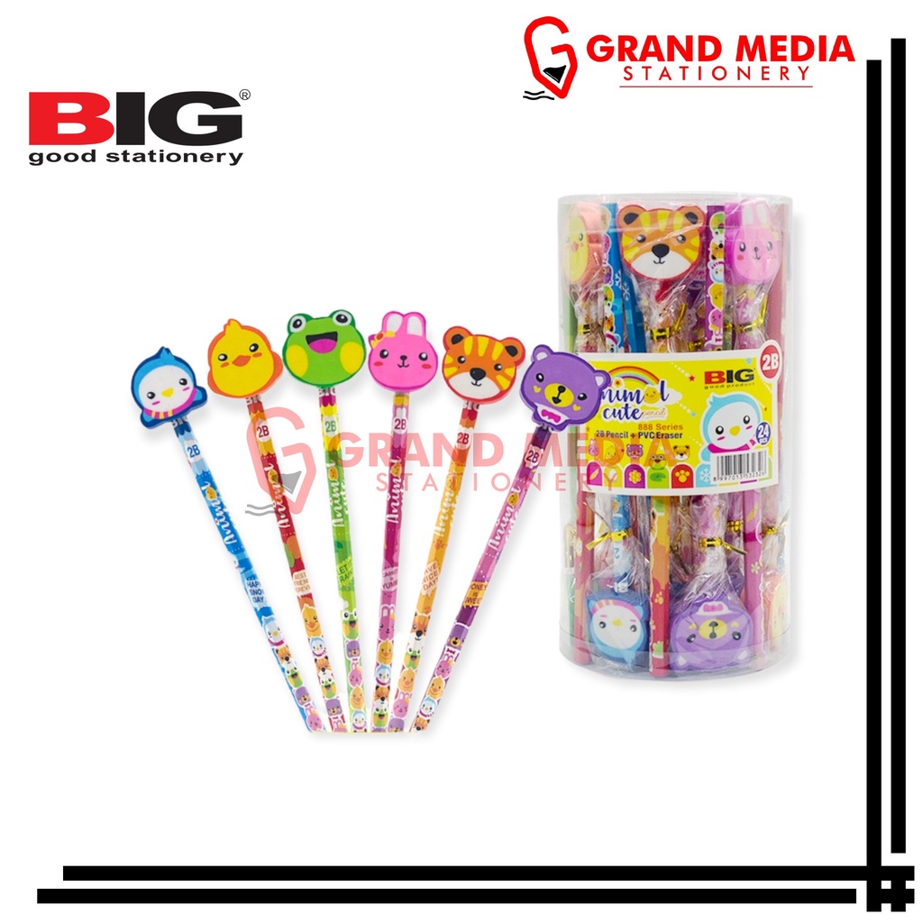 Jual [GRAND MEDIA] PENCIL / PENSIL BIG 2B KARAKTER + PENGHAPUS / 1PCS ...