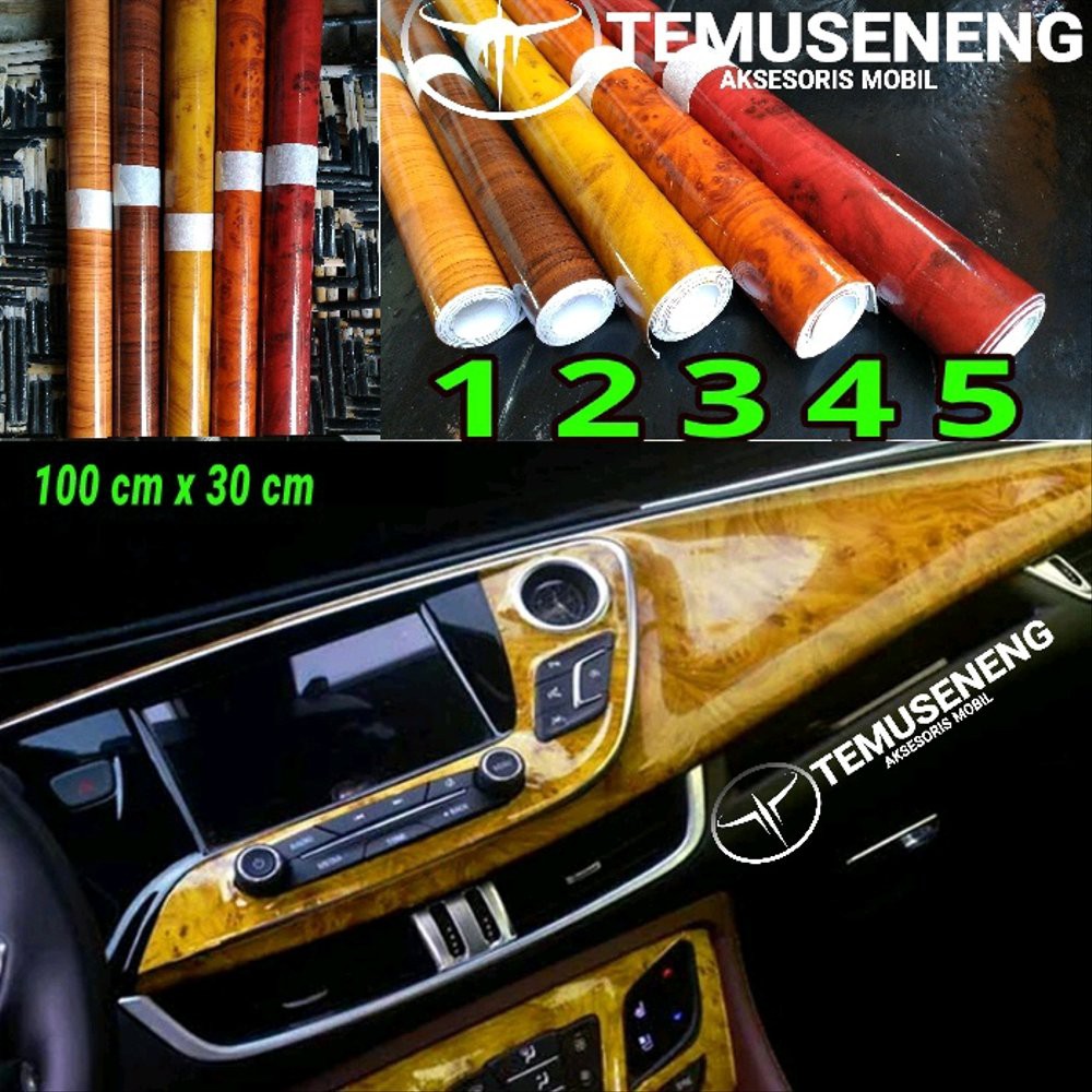 Jual STICKER INTERIOR MOBIL DASHBOARD PANEL MOTIF SERAT KAYU STIKER 100 ...