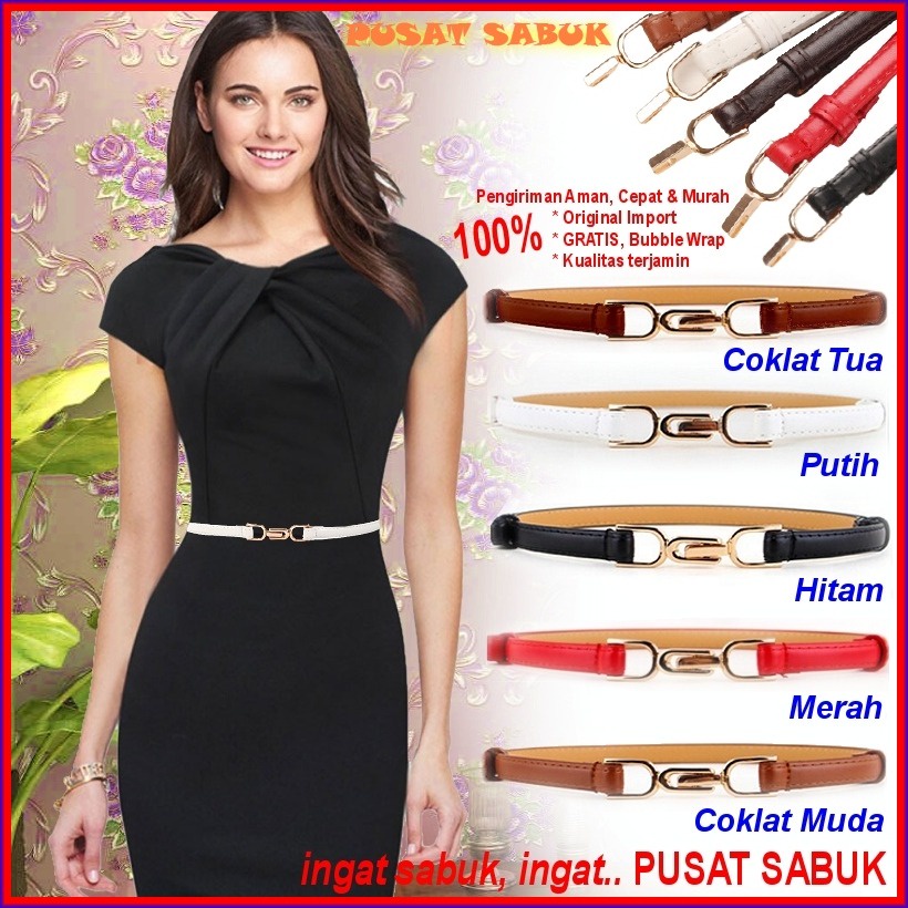 Jual Ikat Pinggang Sabuk Kulit Wanita Fashion Gesper Cewek Belt Korea Kecil Warna Murah Import ...