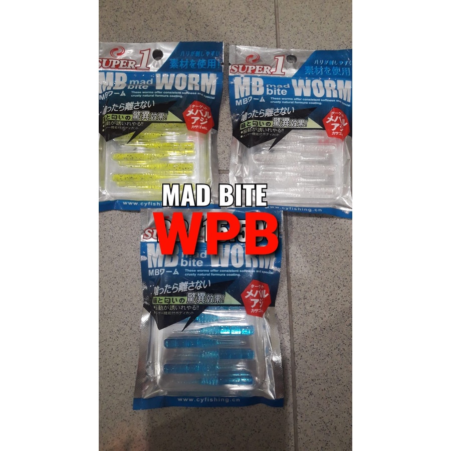 Jual SOFTLURE SUPER1 MB MAD BITE WORM (5cm / isi 10pcs) | Shopee Indonesia