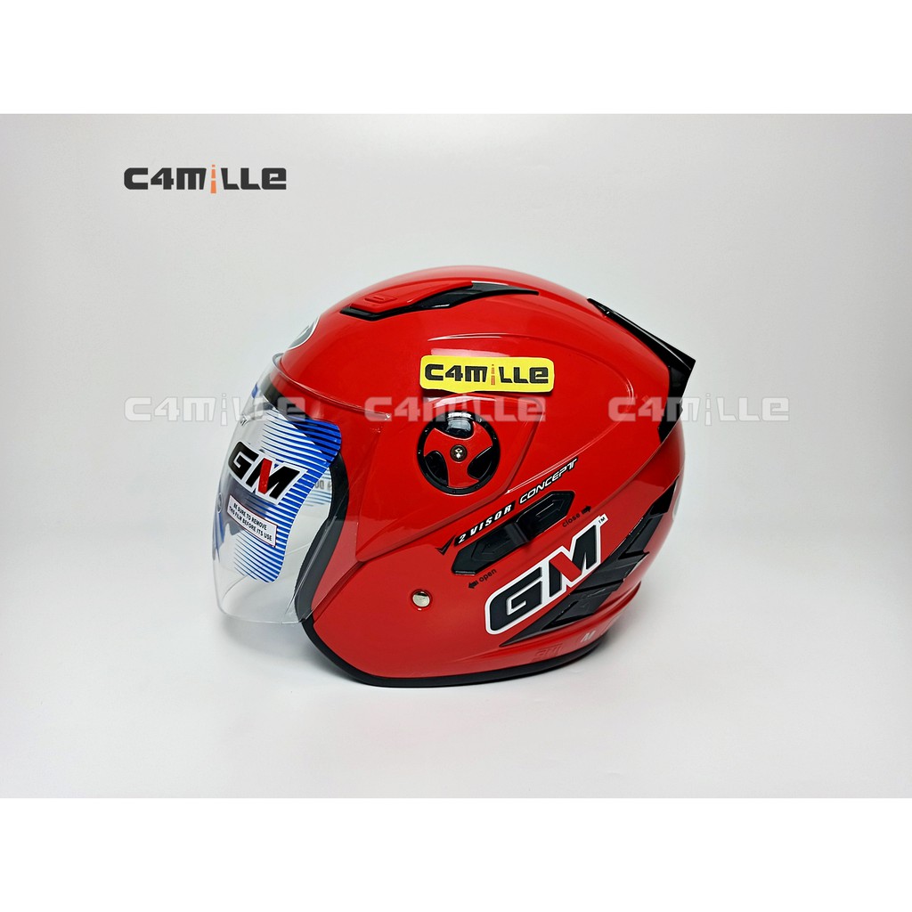 Jual HELM GM INTERCEPTOR RED FERRARI DOUBLE VISOR HALF FACE | Shopee ...