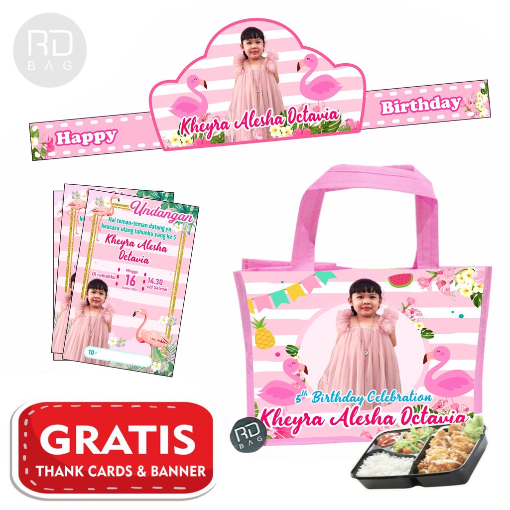 Jual PAKET ULTAH MURAH (TAS MUAT BOX BENTO) Tas, Topi ultah, Undangan ...