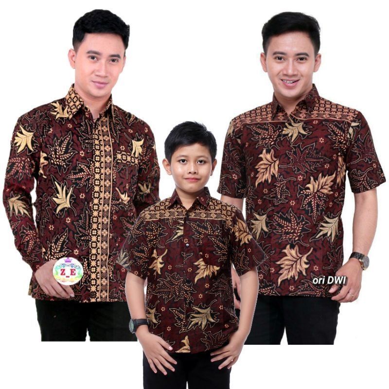 Jual BAJU BATIK MOTIF DAUN JATI ,BAJU BATIK COUPLE AYAH DAN ANAK COWOK ...