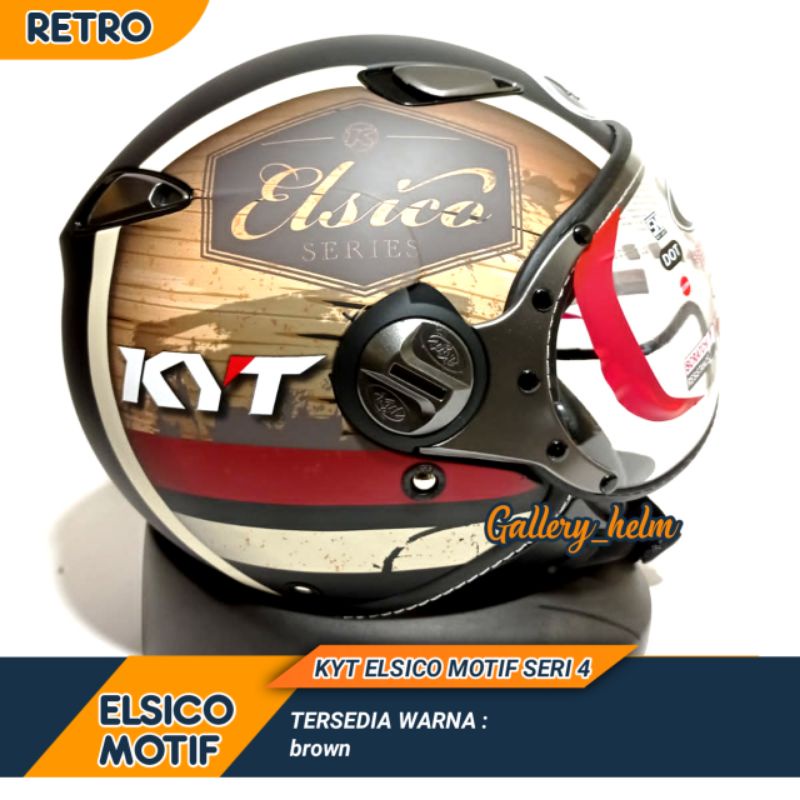 Jual HELM KYT ELSICO MOTIF #4 BROWN DOFF | HELM RETRO KYT ORIGINAL ...