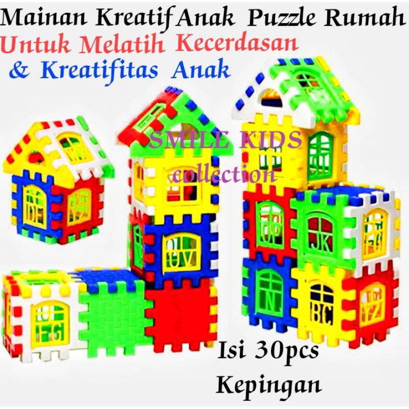 Jual Puzzle Mainan Kreatif Anak Lego Rumah Funny Blocks Kemasan Isi ...