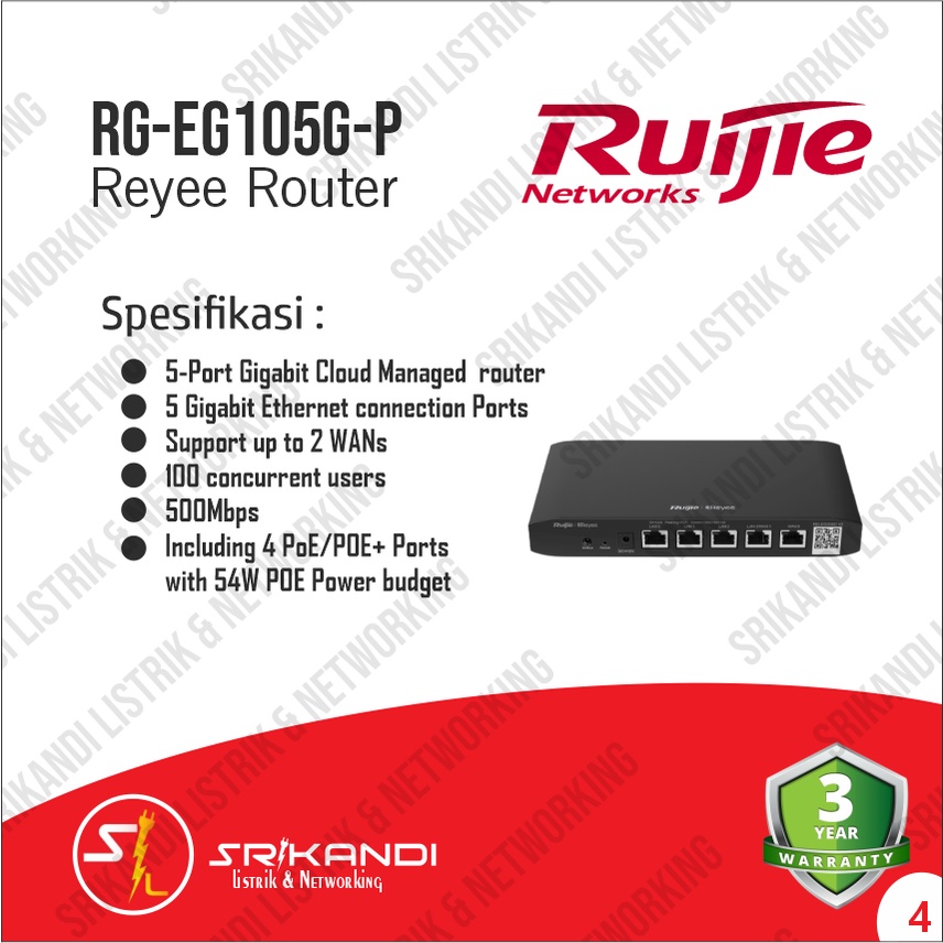 Jual 5 Port Gigabit Cloud Managed Router Ruijie Reyee RG-EG105G-P | Shopee Indonesia