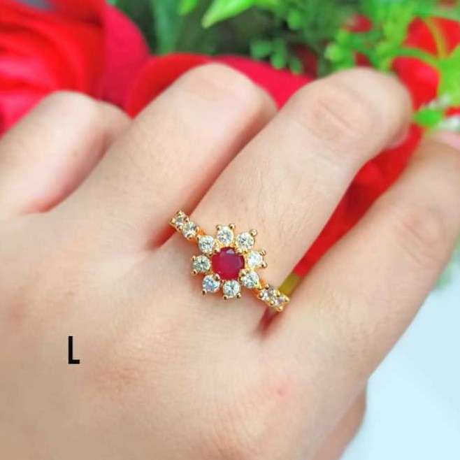 Jual Cincin Dewasa Permata kombinasi warna gold perhiasan remaja modern ...