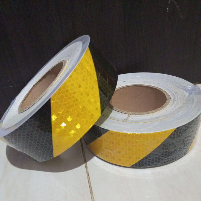 Jual Sticker Stiker Reflektive Tape - Kuning Hitam - Stiker Reflektor ...